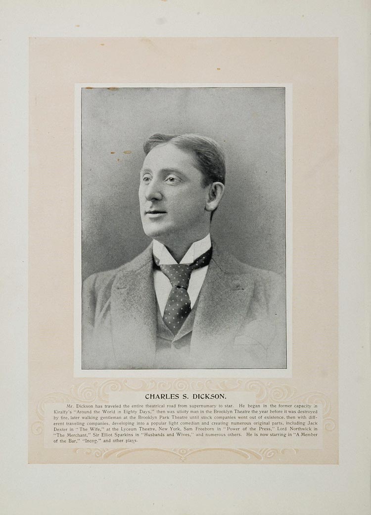 1894 Theater Actors Charles S. Dickson Sydney Armstrong - ORIGINAL STA ...