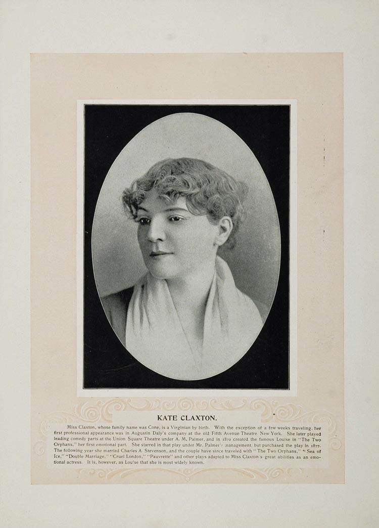 1894 Theater Stage Actors Kate Claxton Wilton Lackaye - ORIGINAL STAGE ...