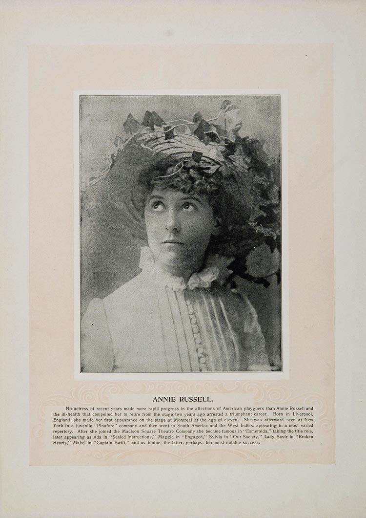 1894 Theater Stage Actors Amelia Glover Annie Russell - ORIGINAL STAGE ...