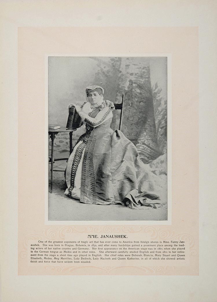 1894 Theater Stage Actor Fanny Janaushek William Morris - ORIGINAL STA ...