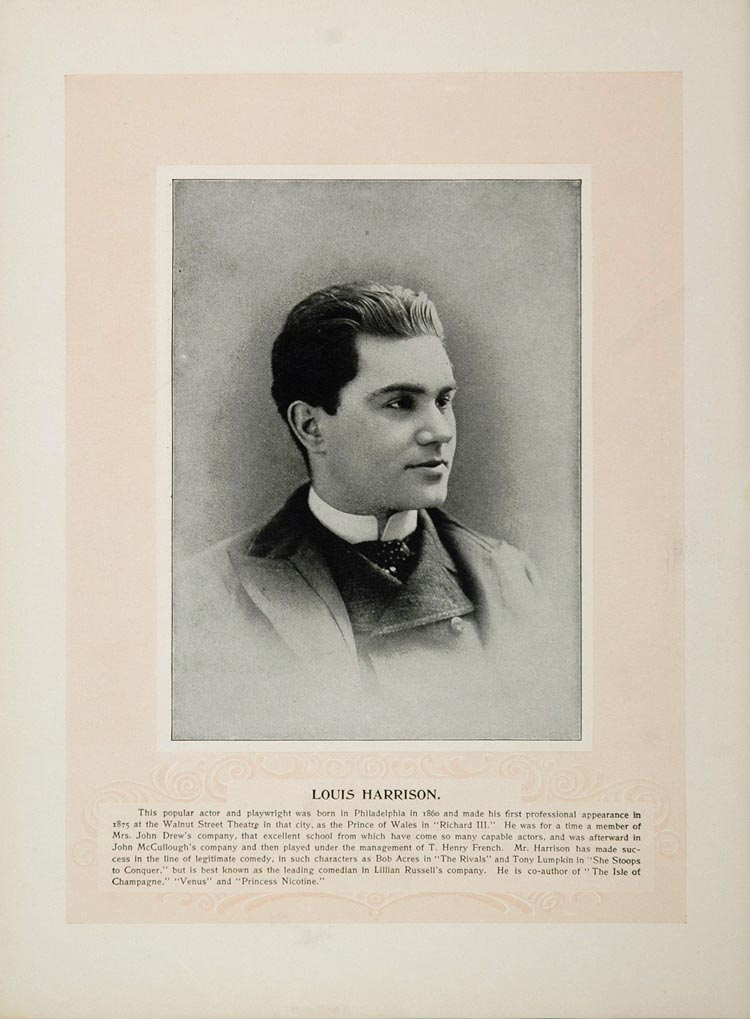 1894 Theater Stage Actors Louis Harrison Viola Allen - ORIGINAL STAGE2 ...