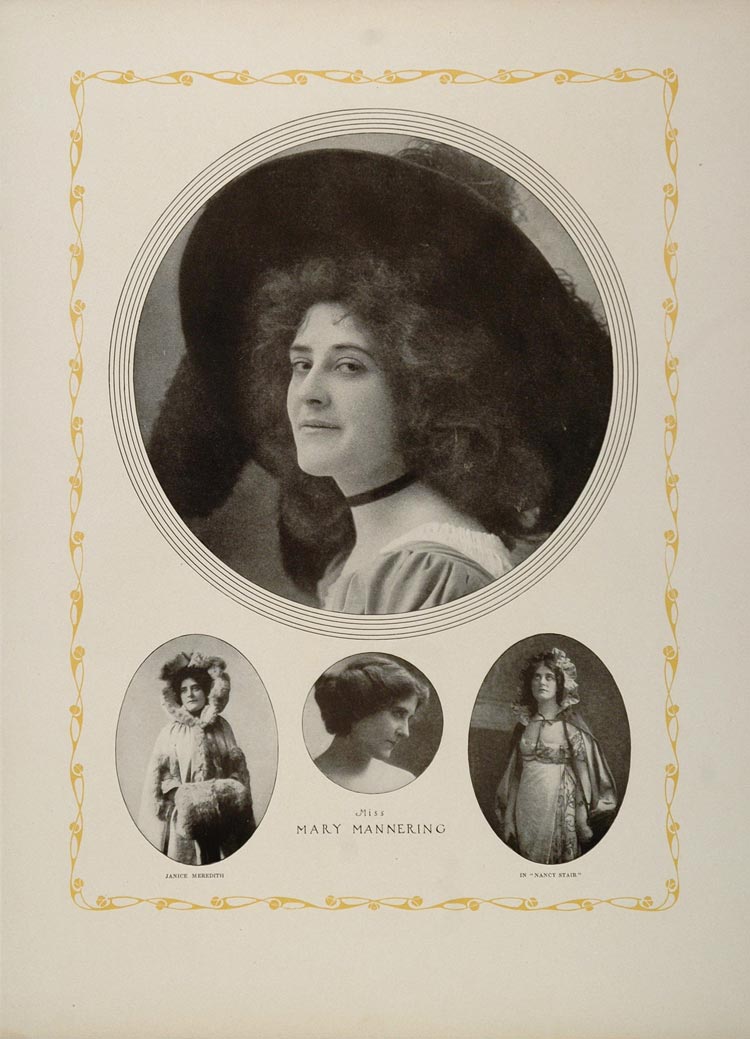 1910 Mary Mannering Stage Actress Will Bradley Print - ORIGINAL STAGE3 ...