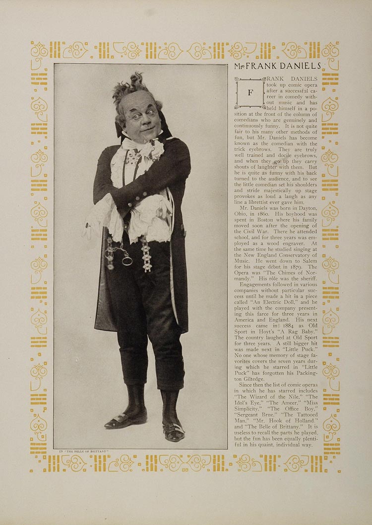 1910 Frank Daniels Stage Actor William H. Bradley Print - ORIGINAL STA ...
