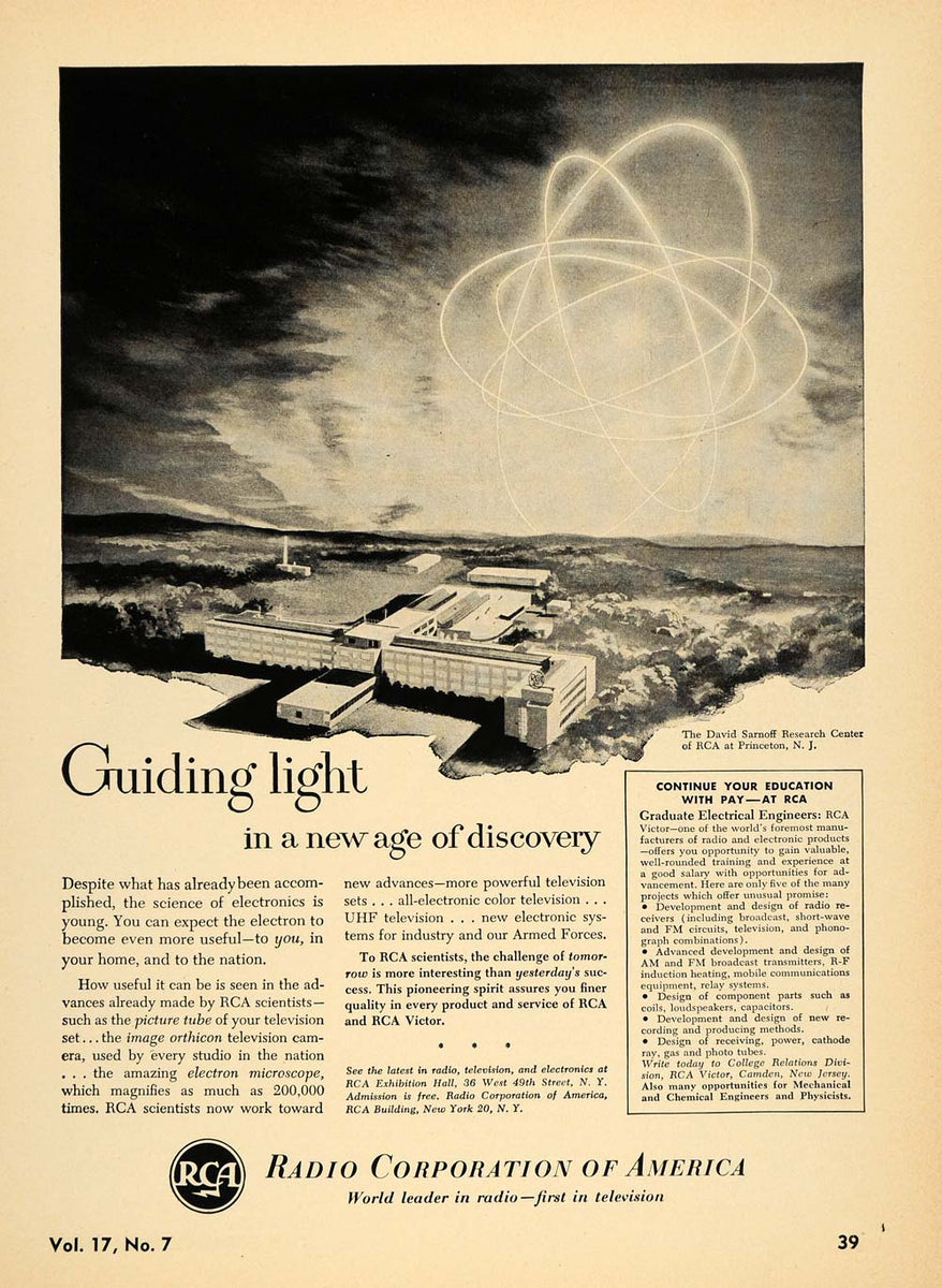 1952 Ad RCA Victor Sarnoff Resarch Center Televisions - ORIGINAL TCE2 ...