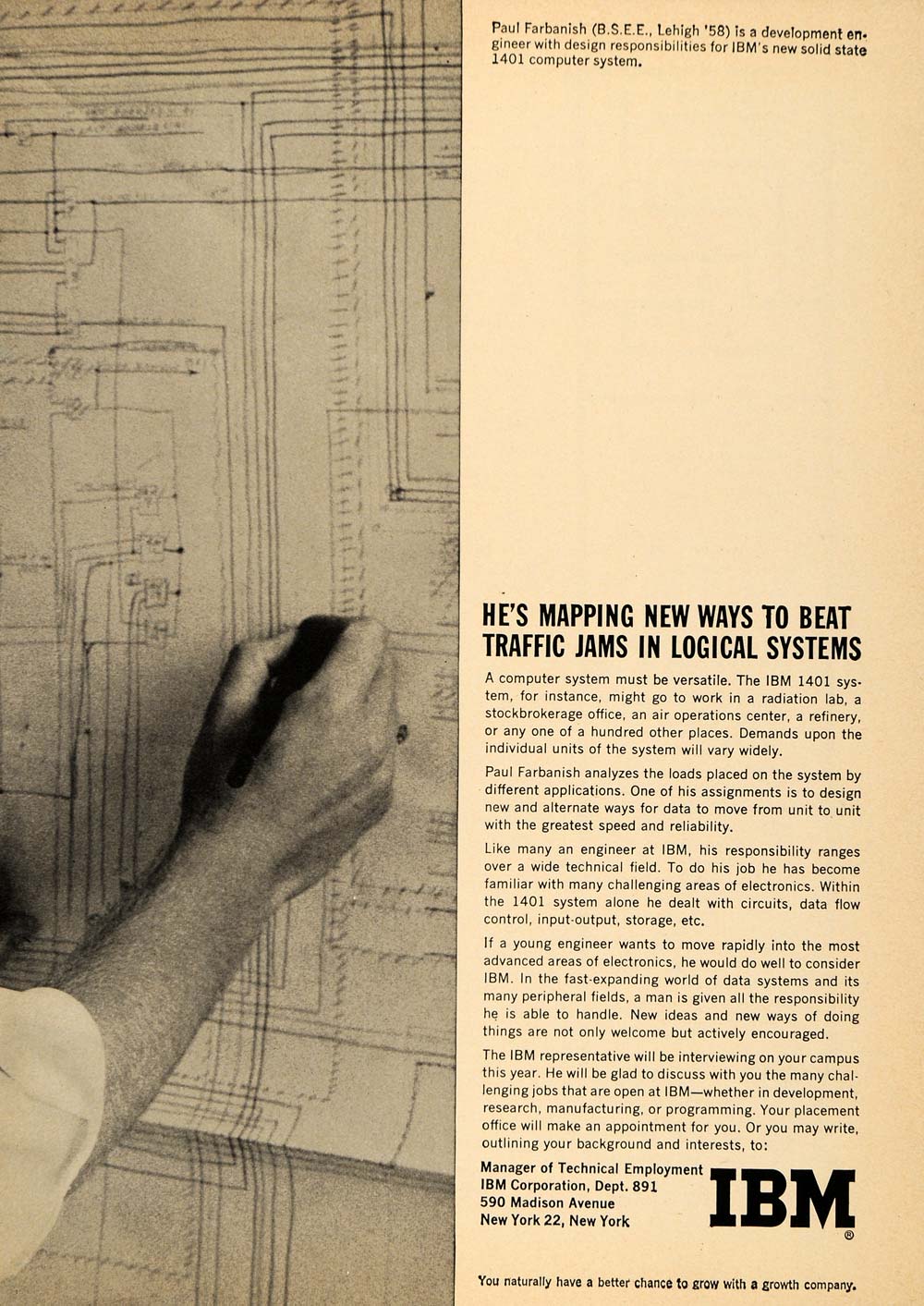 1961 Ad IBM 1401 Computer Manufacturer Paul Farbanish - ORIGINAL TCE2 ...