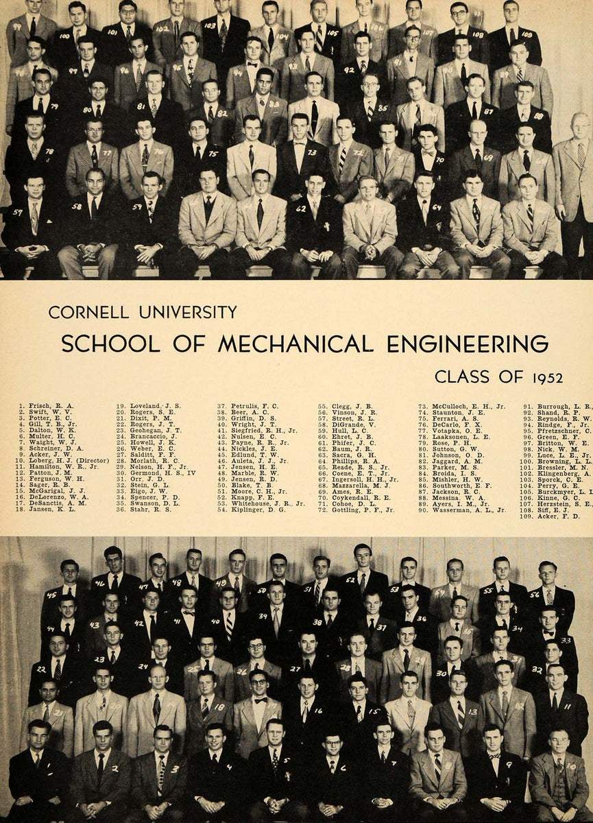 1952 Print Cornell Mechanical Engineering Graduates - ORIGINAL HISTORI ...