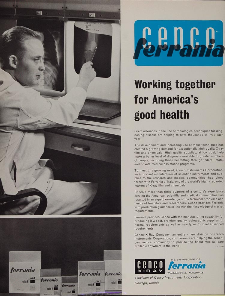 1964 Ad Cenco X-Ray Ferrania Radiographic Instruments - ORIGINAL TDC1 ...