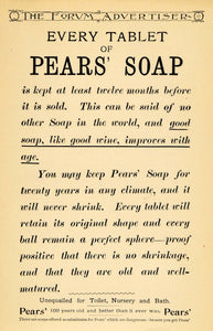 1895 Ad Pears' Toilet Nursery Bathing Soap Tablets Aged - ORIGINAL TFO – Period Paper Historic ...