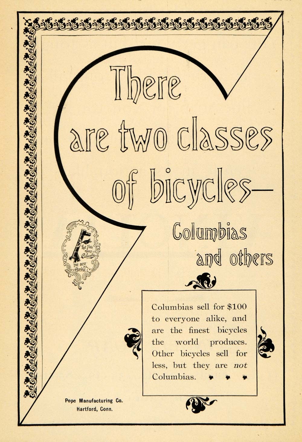 1895 Ad Pope Manufacturing Columbia Finest Bicycles - ORIGINAL ADVERTI ...