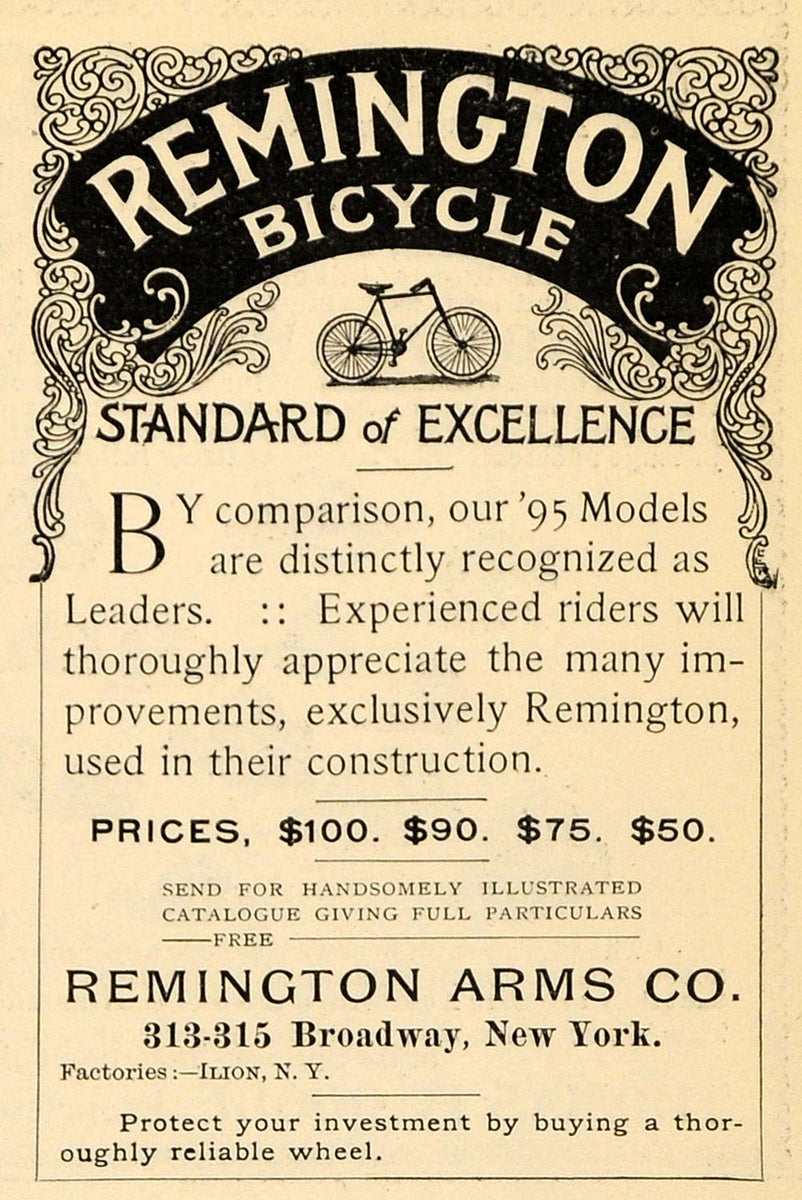 1895 Ad Remington Arms Bicycles Models Ilion New York - ORIGINAL TFO1 ...