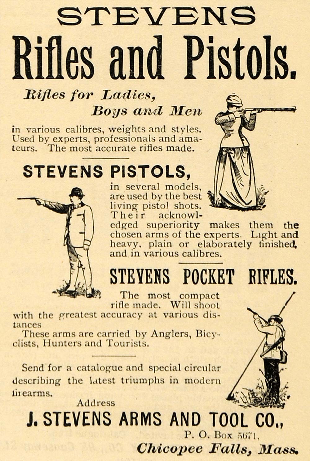 1891 Ad Stevens Pocket Rifles Pistols Shooting Hunting - ORIGINAL TFO1 ...