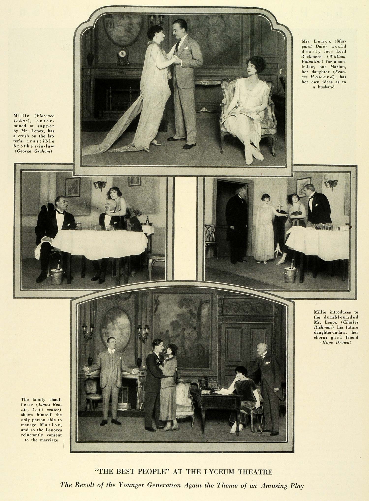 1924 Print Lyceum Theatre Florence Johns George Graham Portrait Rennie ...