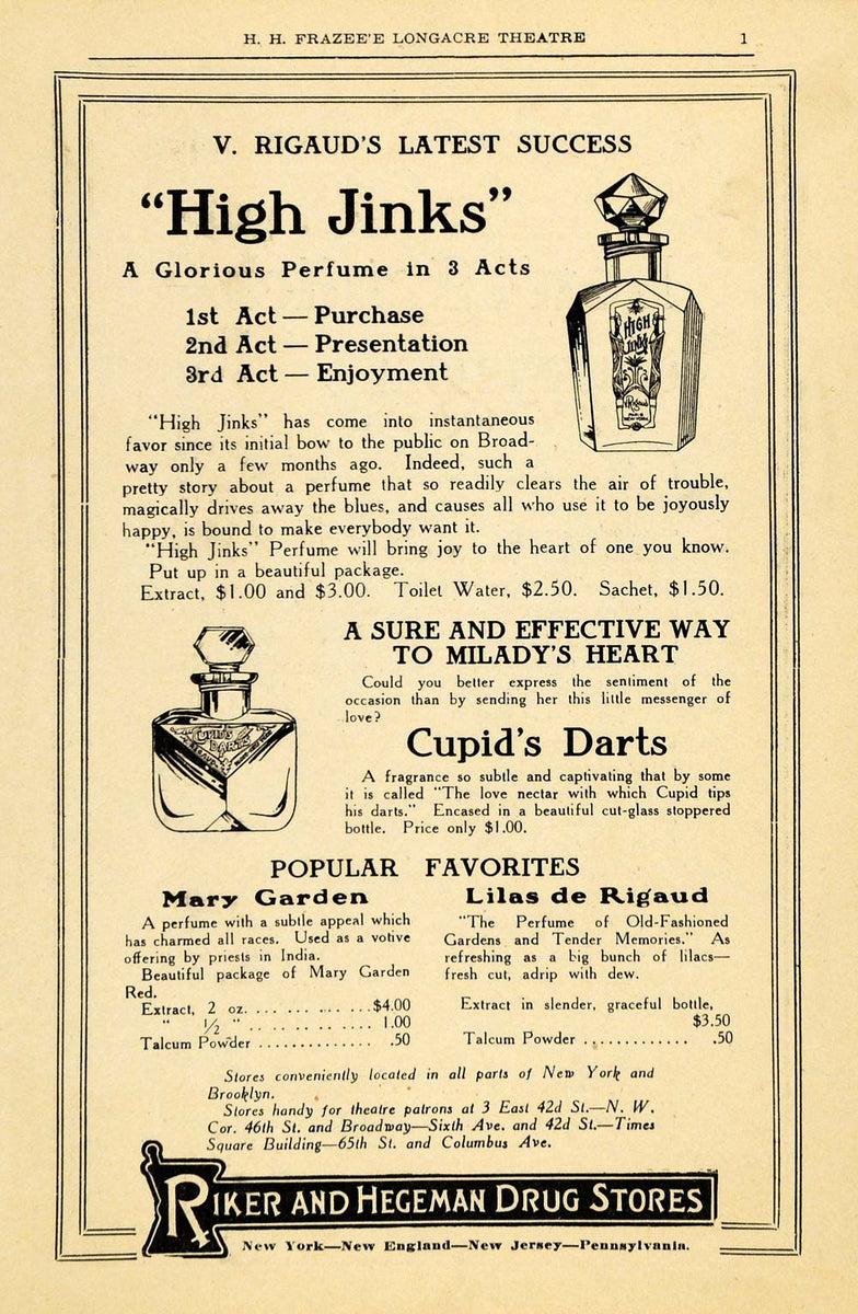1914 Ad Riker Hegeman Drug Store Perfume Cupid Dart - ORIGINAL ADVERTI ...