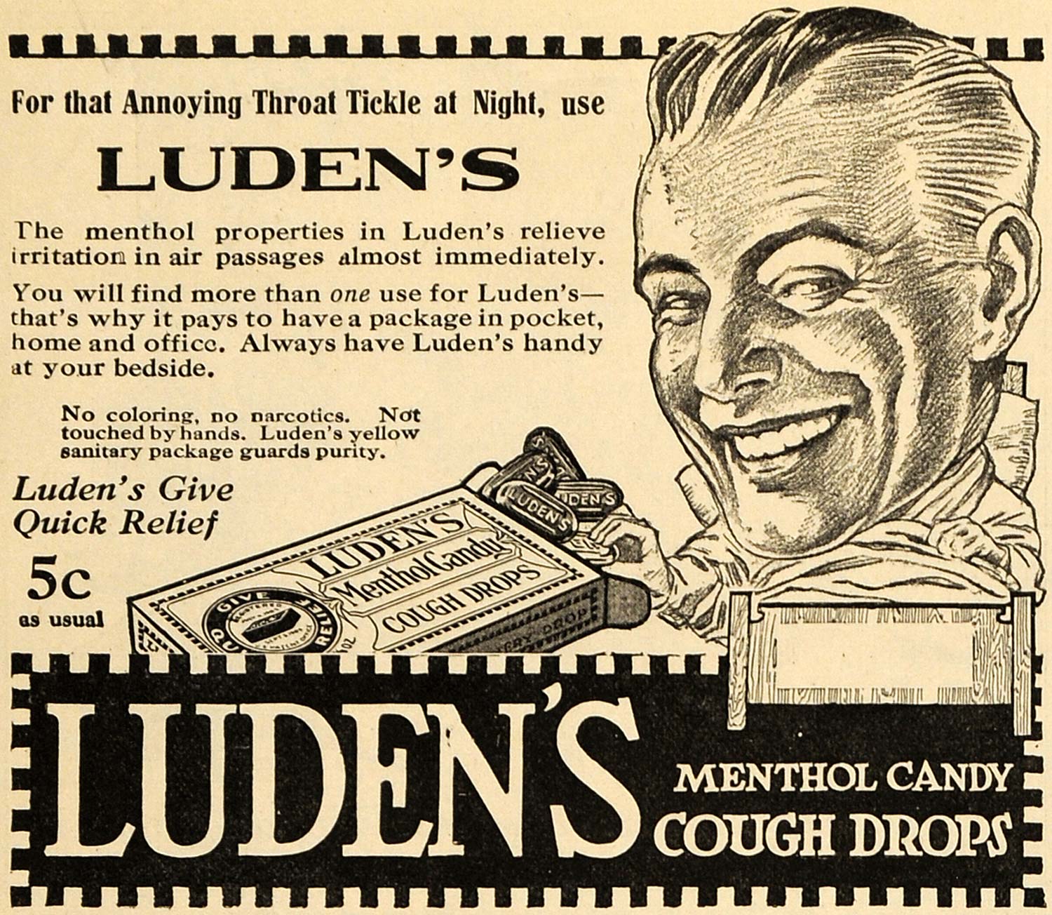 1918 Ad Ludens Menthol Candy Cough Drops Prestige Brand - ORIGINAL TIN ...