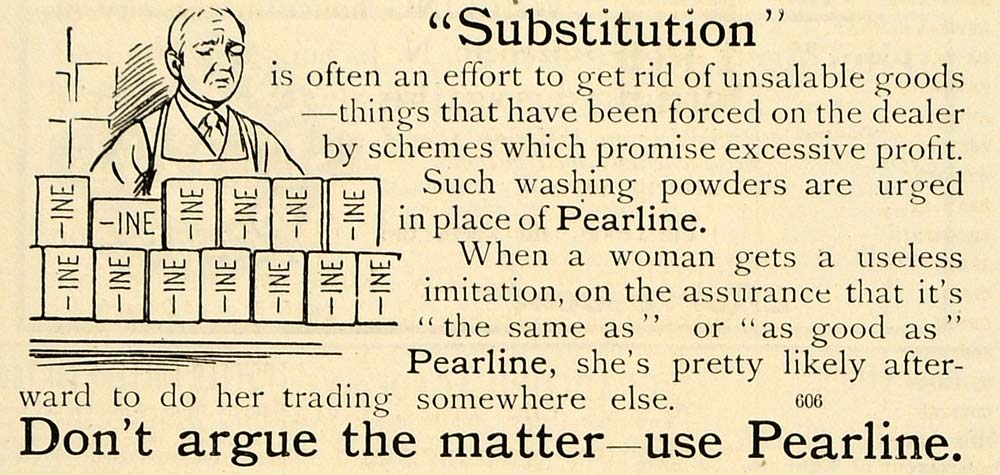 1899 Ad Pearline Soap Laundry Detergent Washing Clothes - ORIGINAL TIN ...