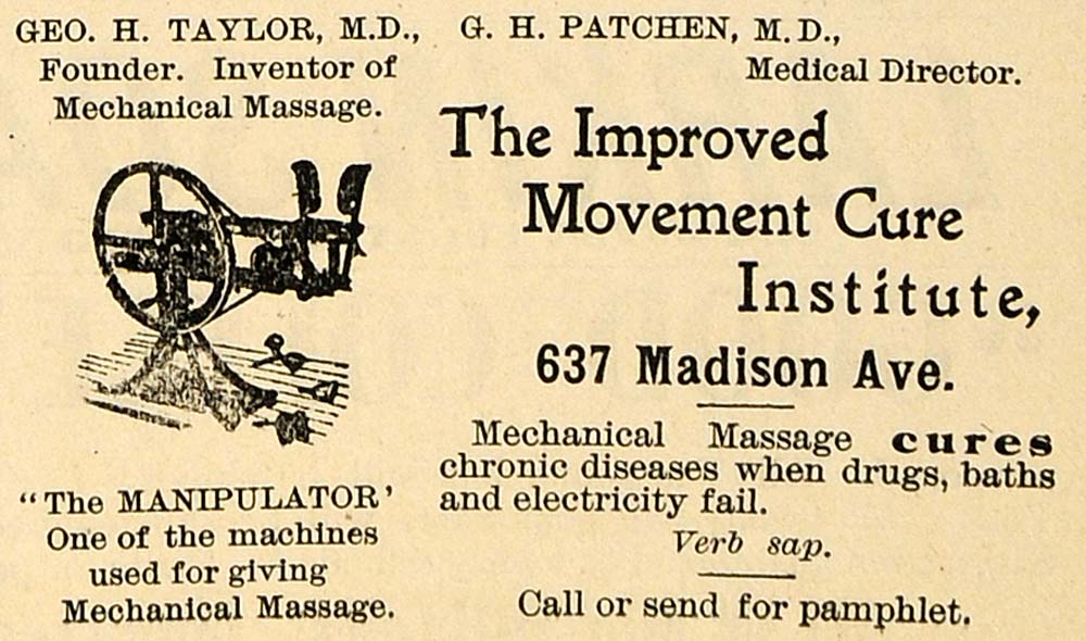 1899 Ad Taylor Patchen Institute Disease Manipulator - ORIGINAL ADVERT ...