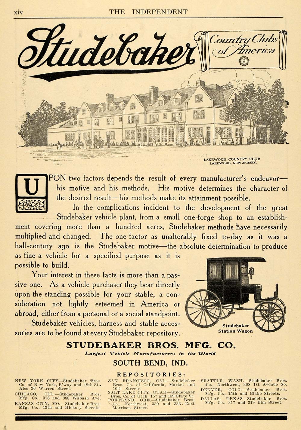 1908 Ad Studebaker Bros. Fairfield County Country Club - ORIGINAL TIN4 ...