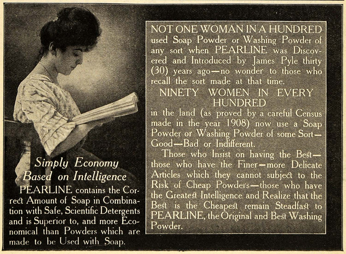 1909 Ad James Pyle Pearline Washing Soap Detergent NY - ORIGINAL TIN4 ...