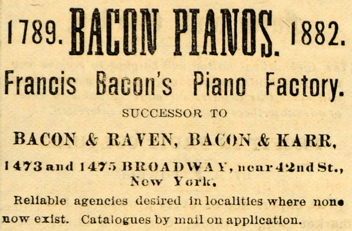 1882 Ad Francis Bacon Raven Karr Pianos Instruments - ORIGINAL ADVERTI ...