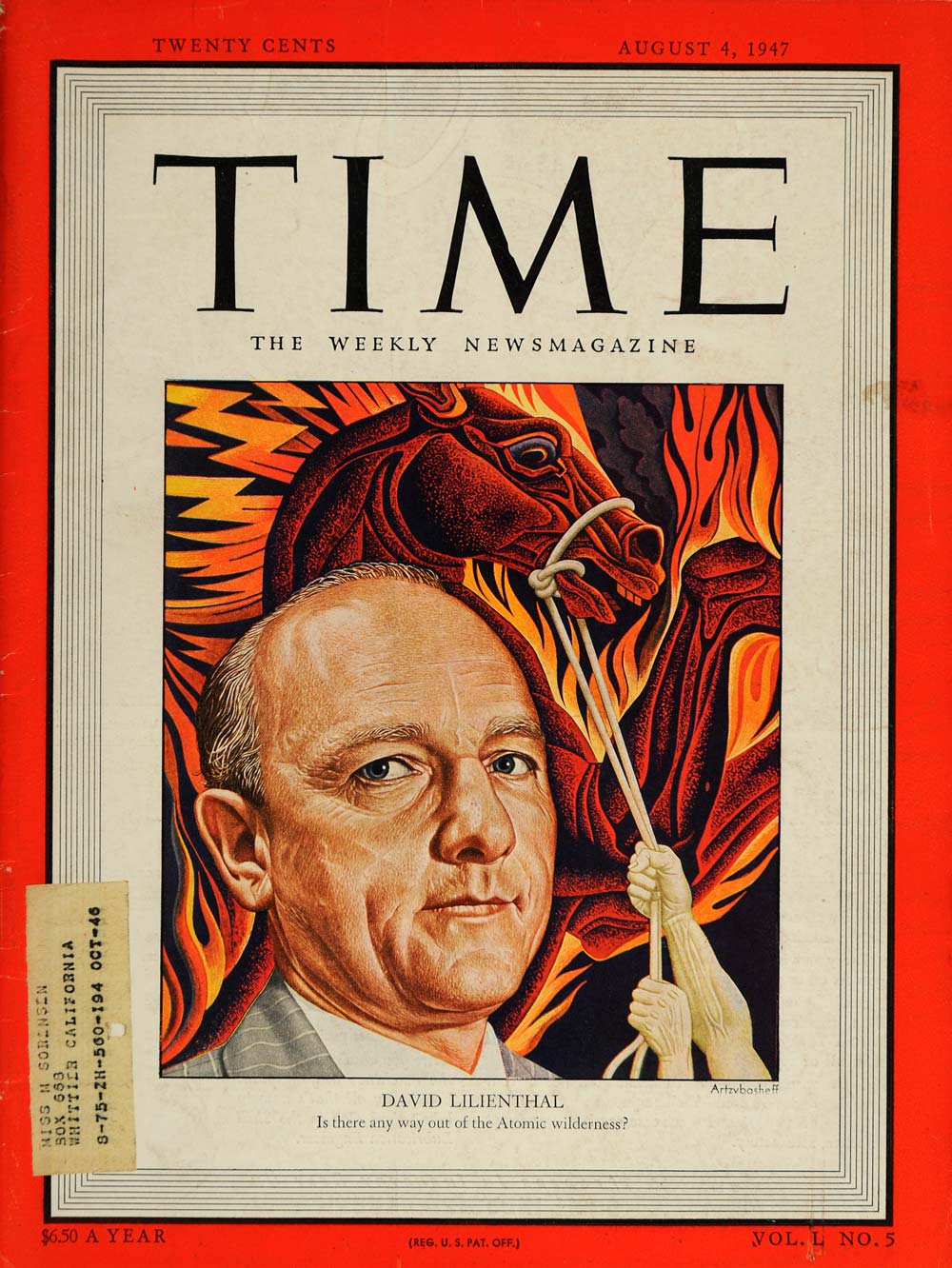 1947 Cover TIME David Lilienthal TVA Boris Artzybasheff - ORIGINAL TM1 ...