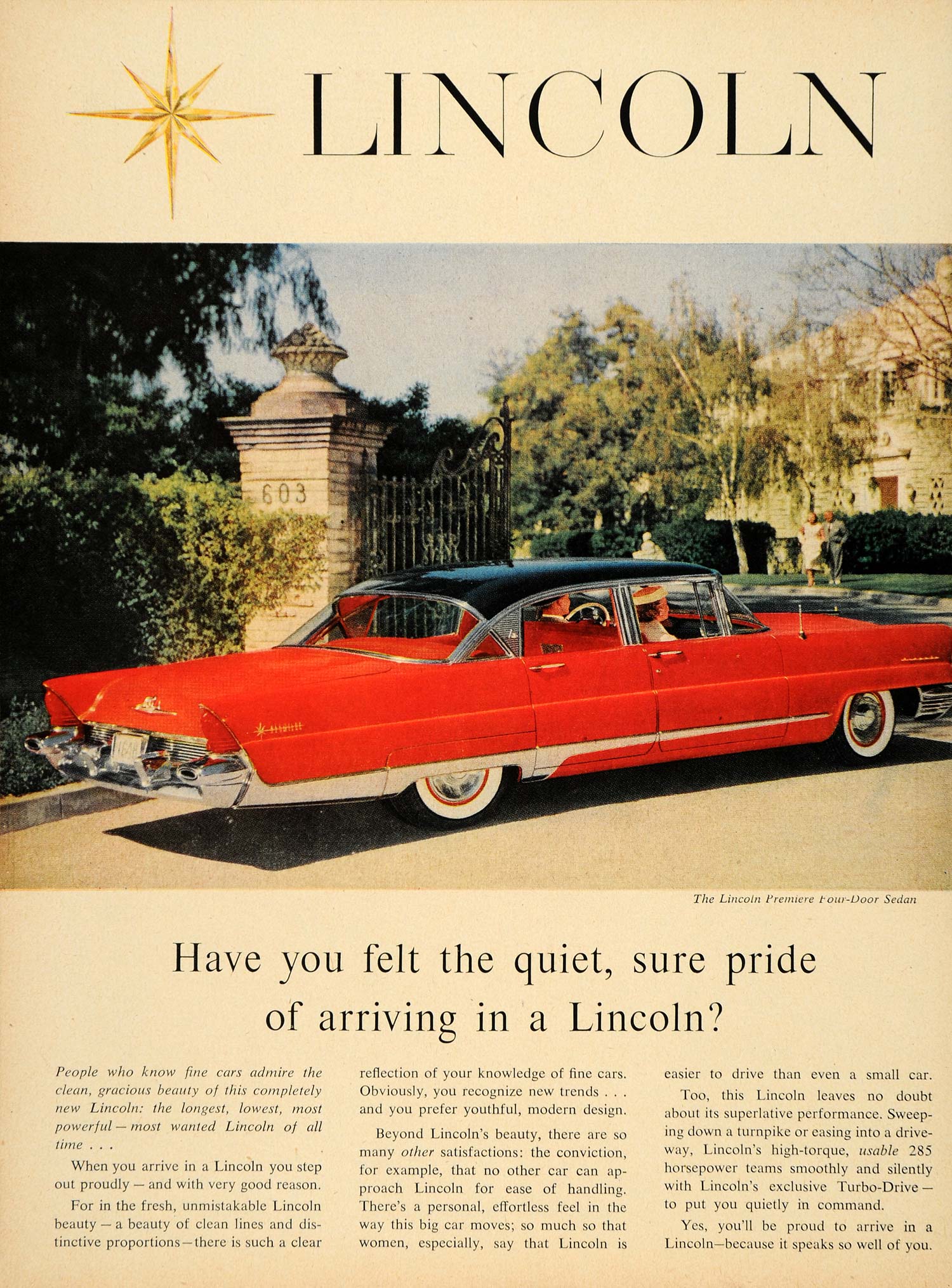 1956 Ad Ford Lincoln Premiere Sedan High Torque Fins - ORIGINAL ADVERT ...