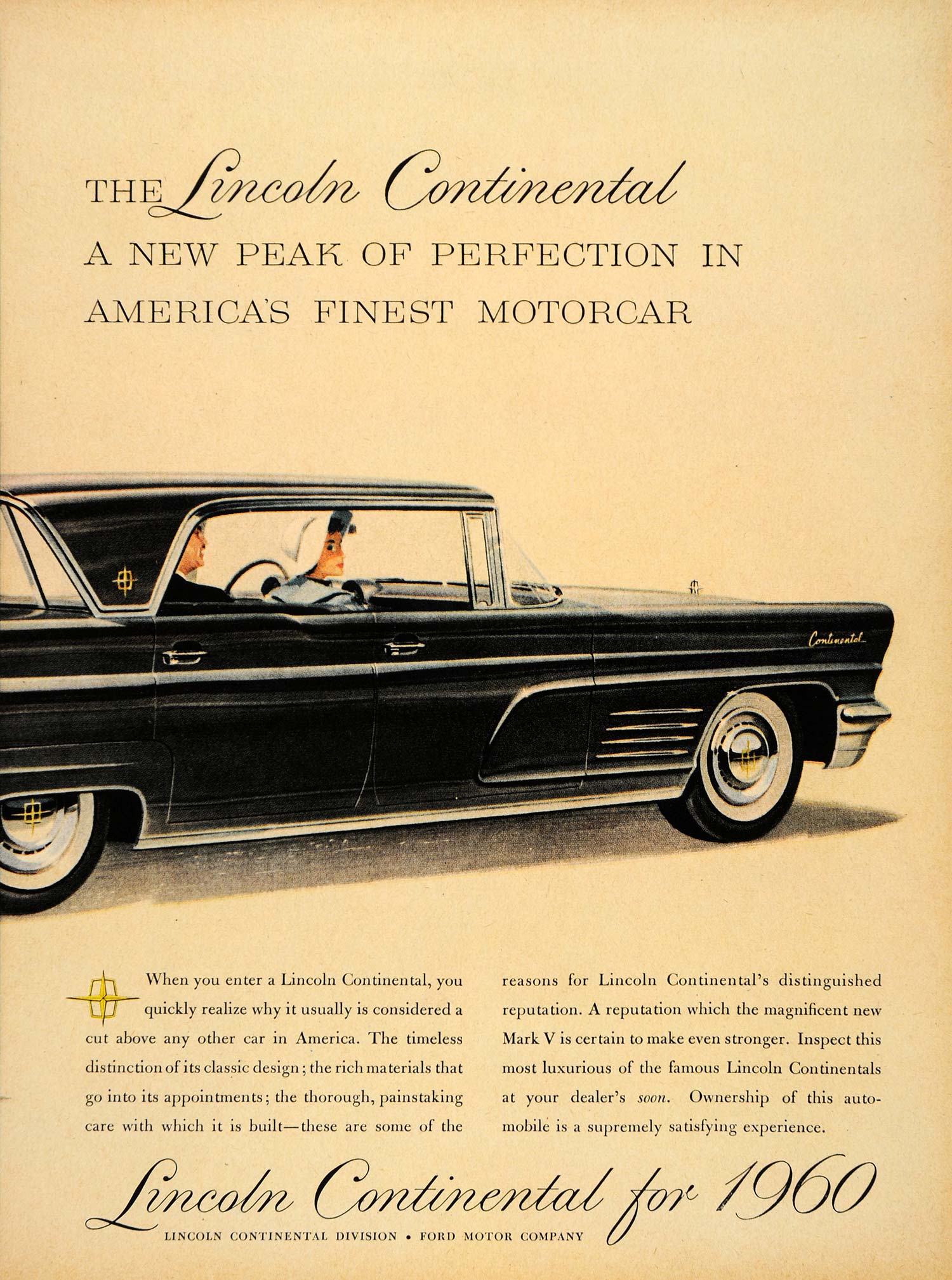 1959 Ad Lincoln Continental Mark V Ford Motorcar Auto - ORIGINAL ADVER ...