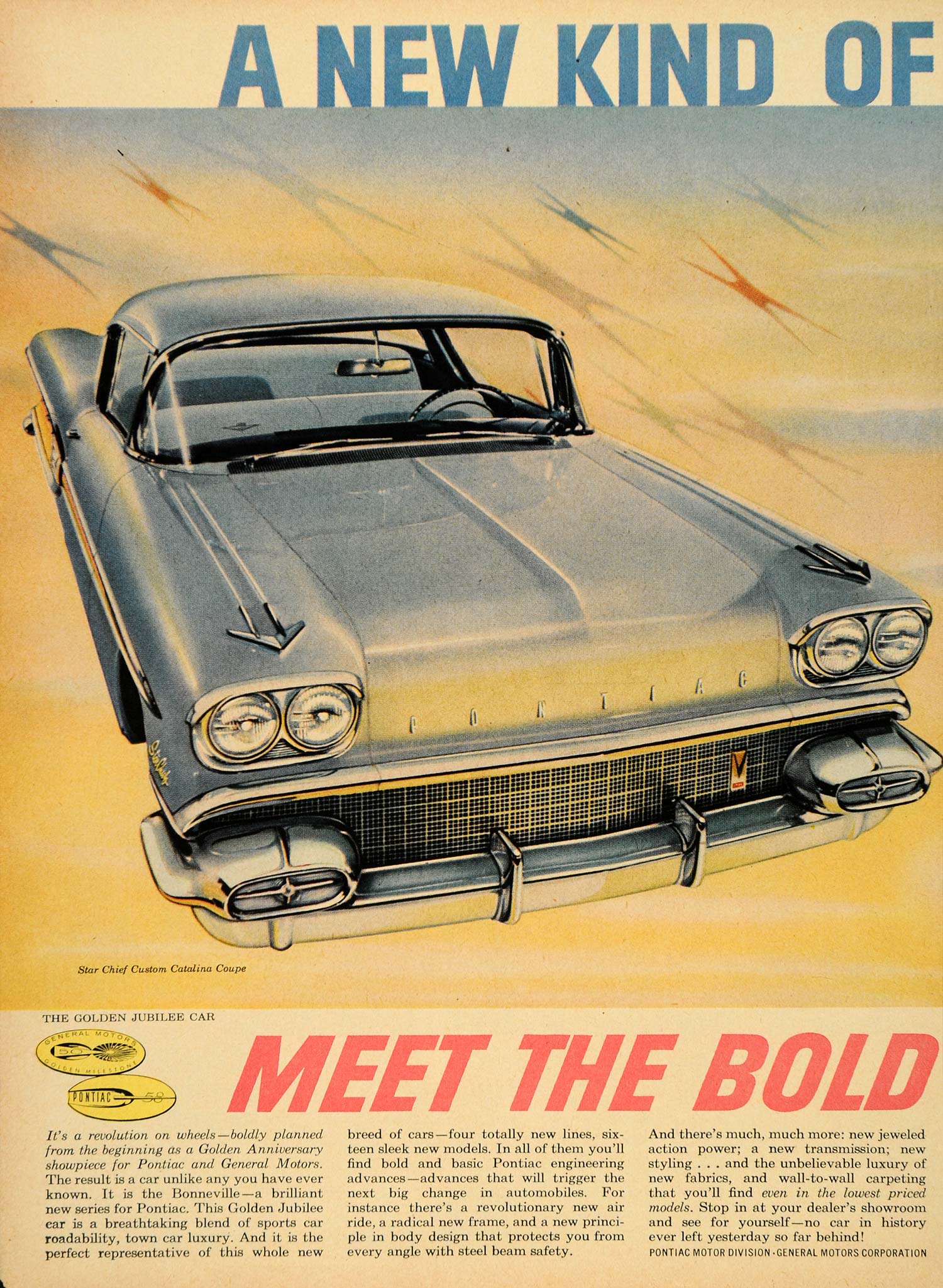 1957 Ad 1958 Pontiac Bonneville Coupe Sport Catalina - ORIGINAL ADVERT ...