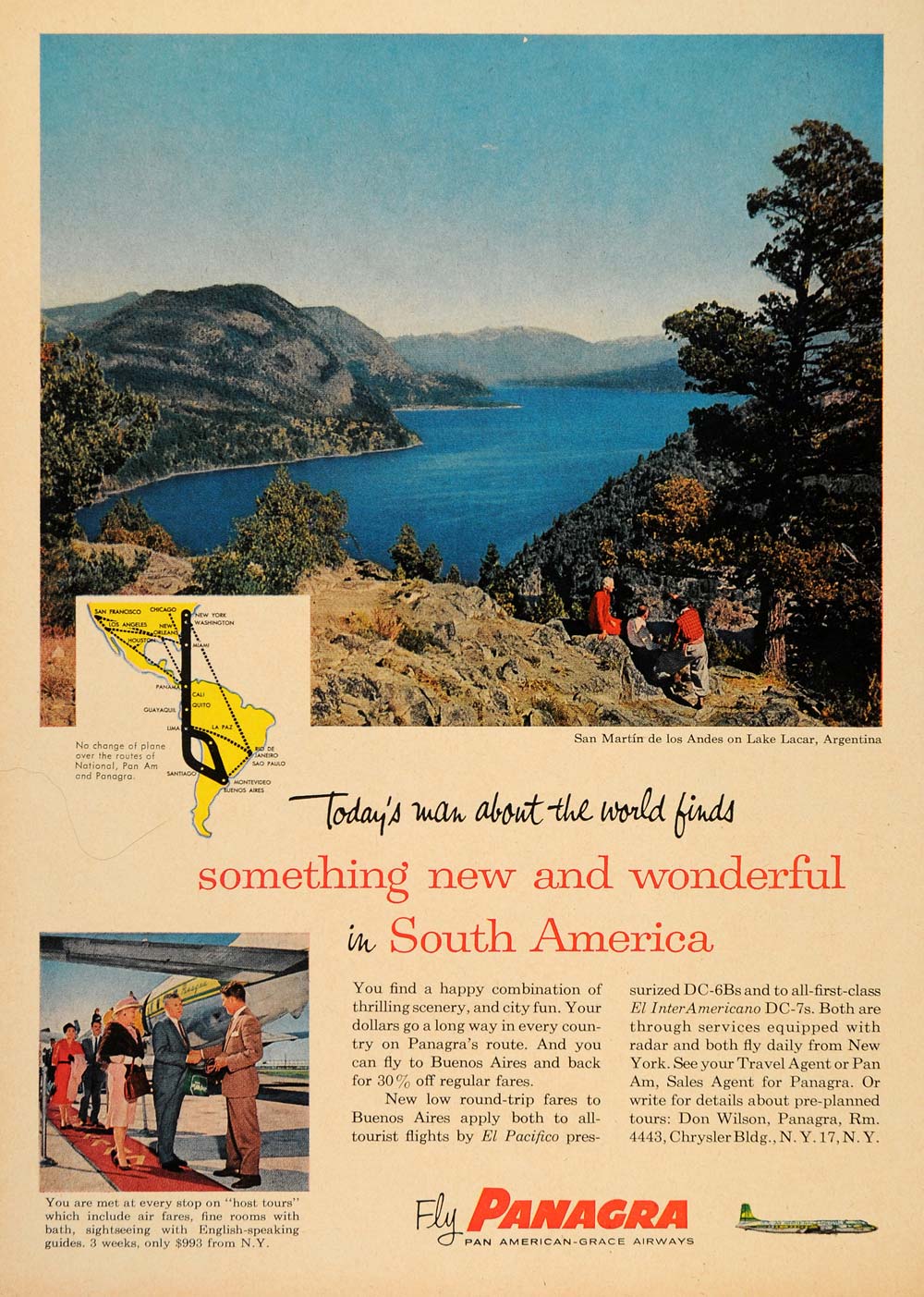 1958 Ad El Pacifico DC-6B El InterAmericano Panagra - ORIGINAL ADVERTI ...