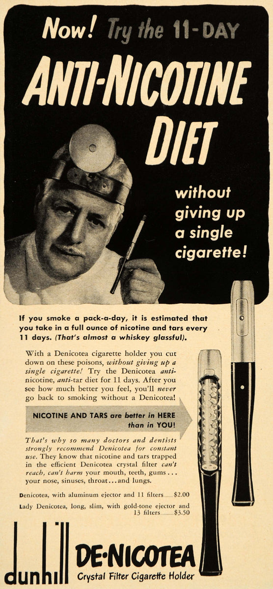 1950 Ad Denicotea Cigarette Holder Filter Nicotine Tar - ORIGINAL TM3 ...