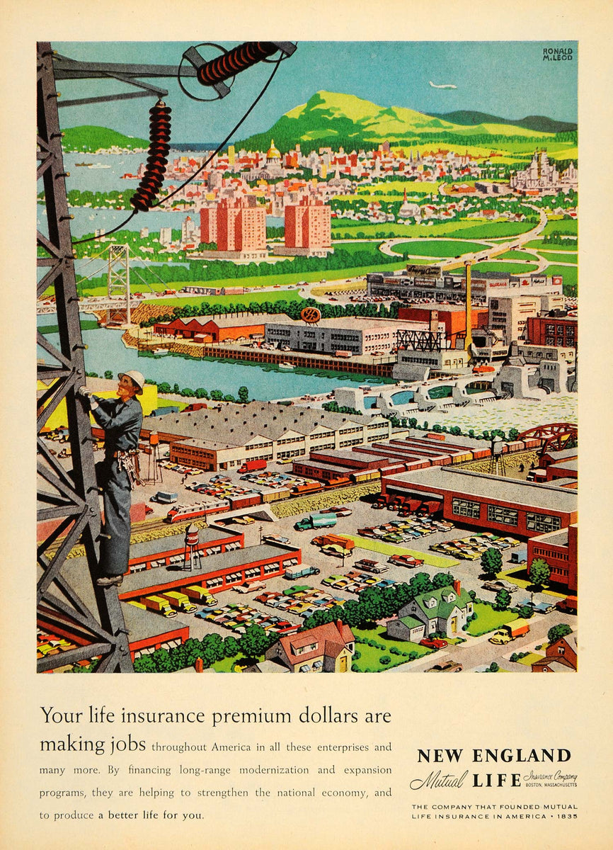 1958 Ad the New England Mutual Insurance Ronald McLeod - ORIGINAL TM3 ...