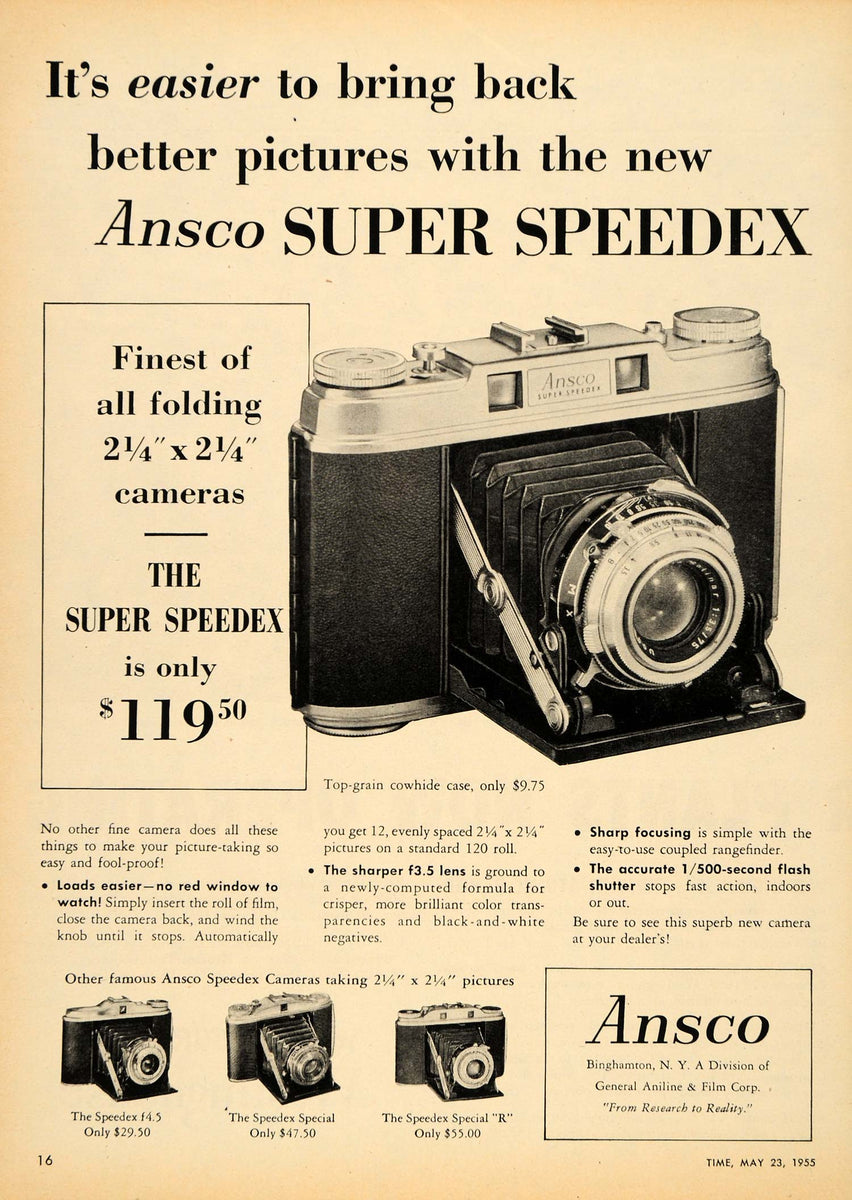 1955 Ad Ansco Super Speedex Camera Case Pricing Antique - ORIGINAL TM3 ...