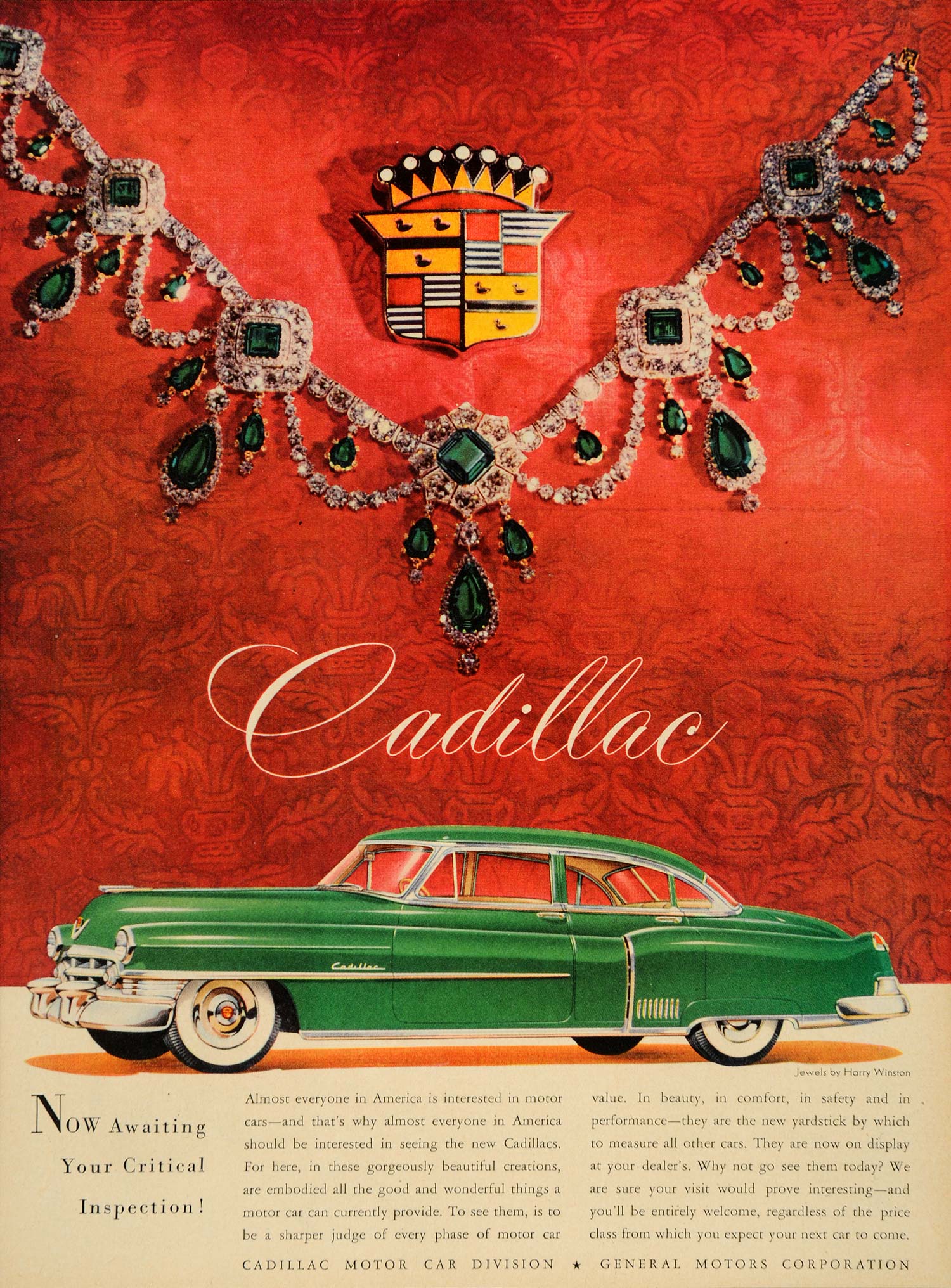 1950 Ad Vintage Cadillac Harry Winston Jewelry GM - ORIGINAL ADVERTISI ...
