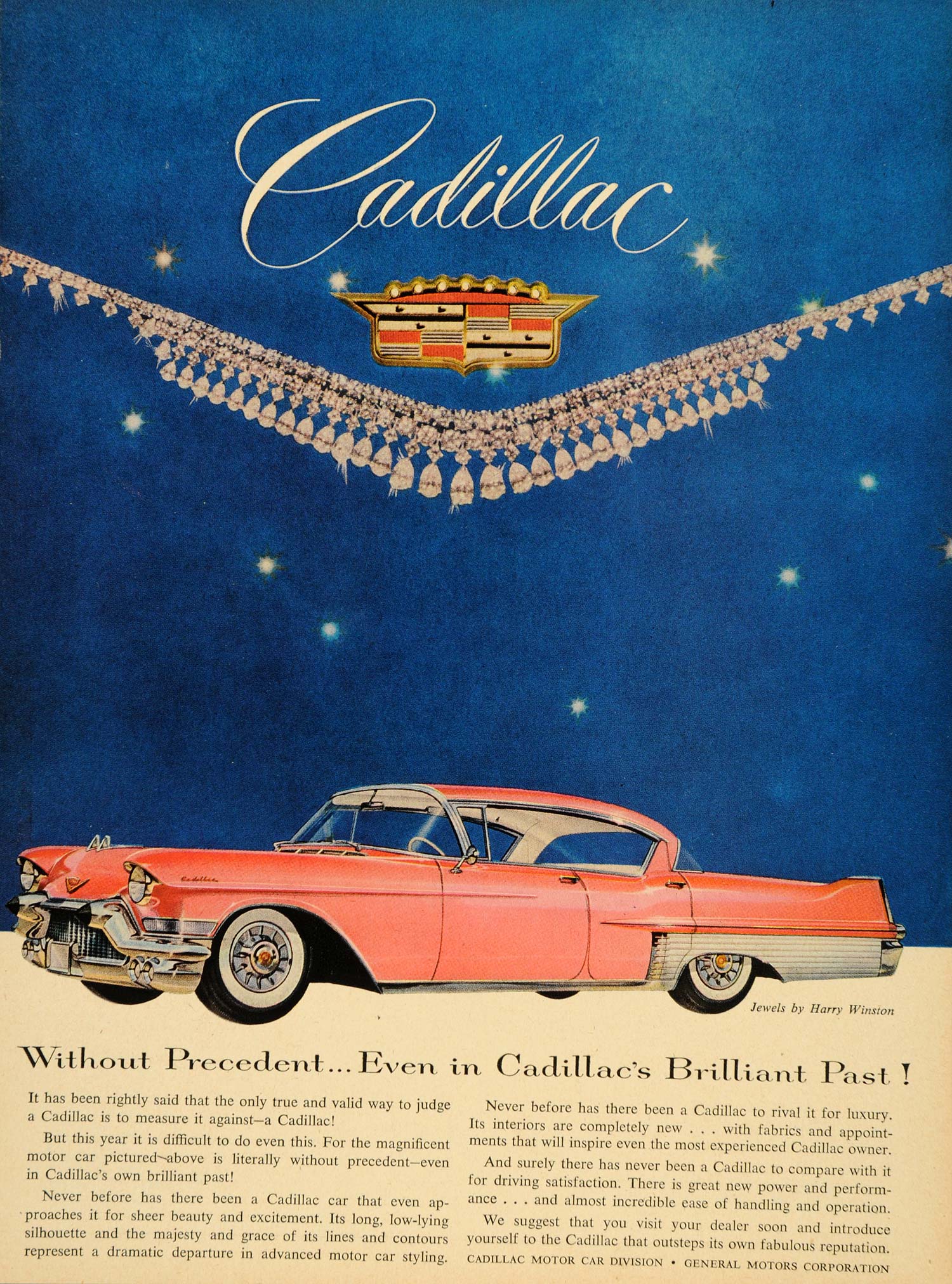 1956 Ad Vintage Pink Cadillac Harry Winston Jewelry GM - ORIGINAL TM3 ...