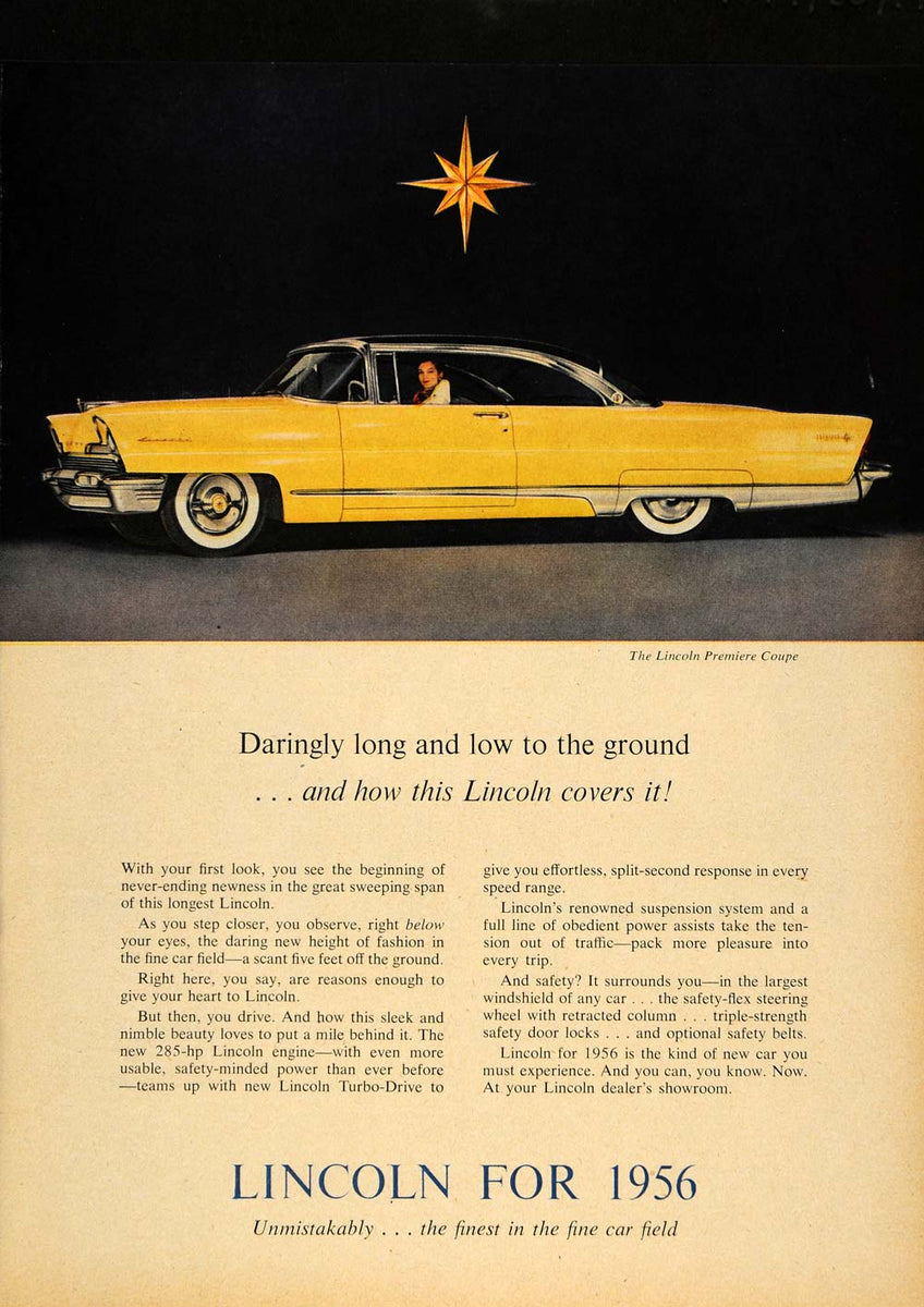 1956 Ad Lincoln Premiere Coupe Vintage Cars Horsepower - ORIGINAL TM5 ...
