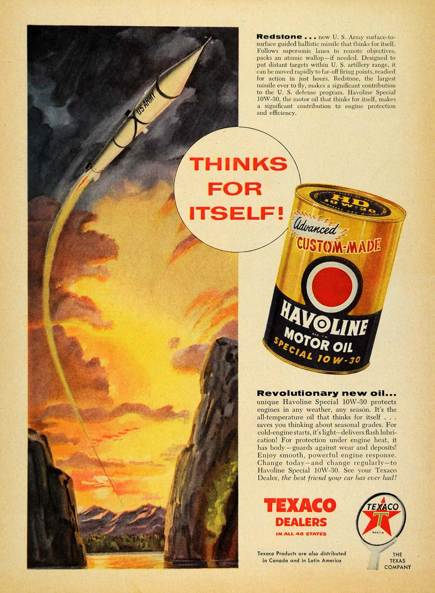 1956 Ad Texaco Havoline Motor Oil U. S. Army Redstone - ORIGINAL ADVER ...