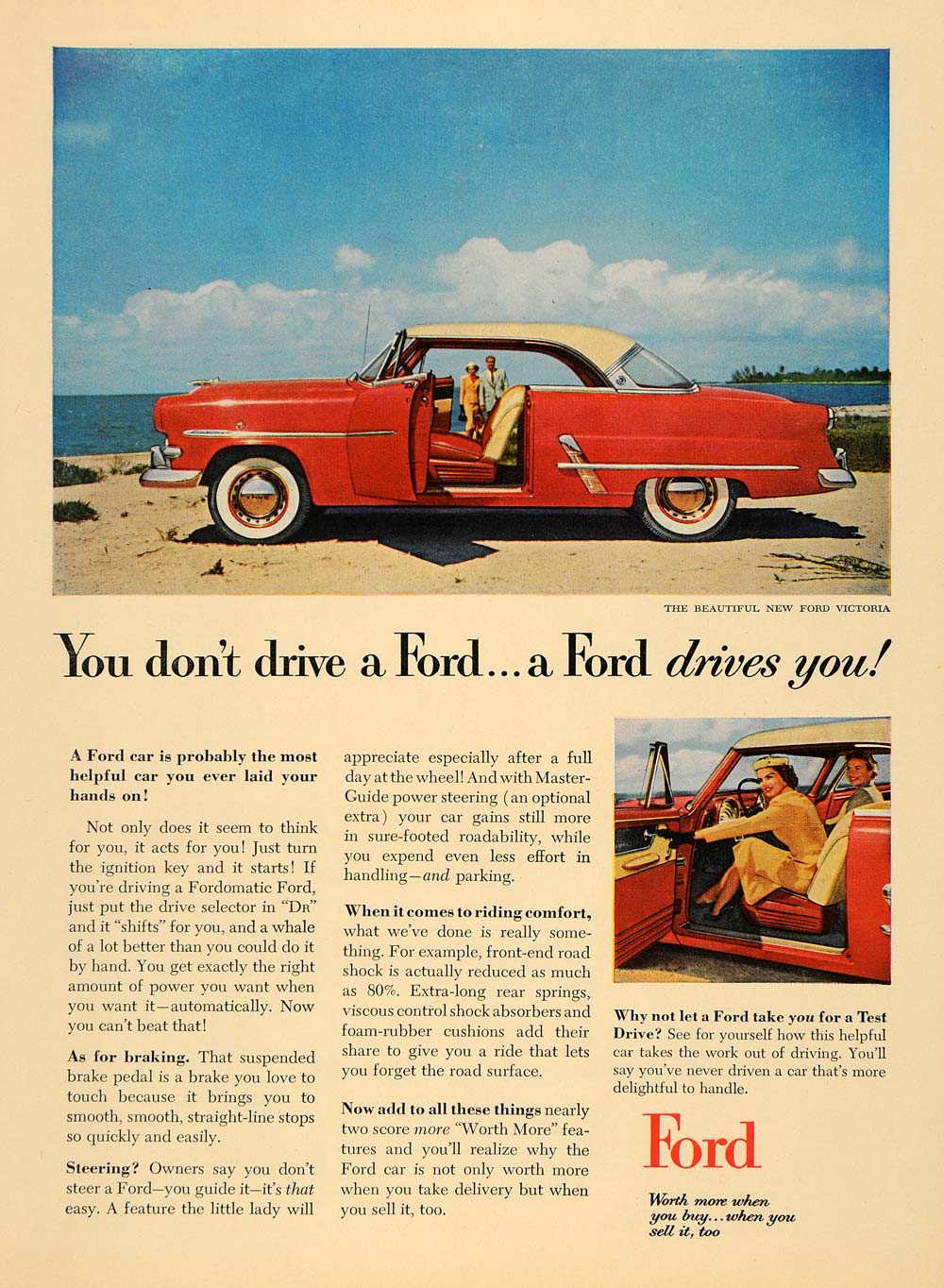 1953 Ad Red Ford Victoria Automobile Transportation - ORIGINAL ADVERTI ...