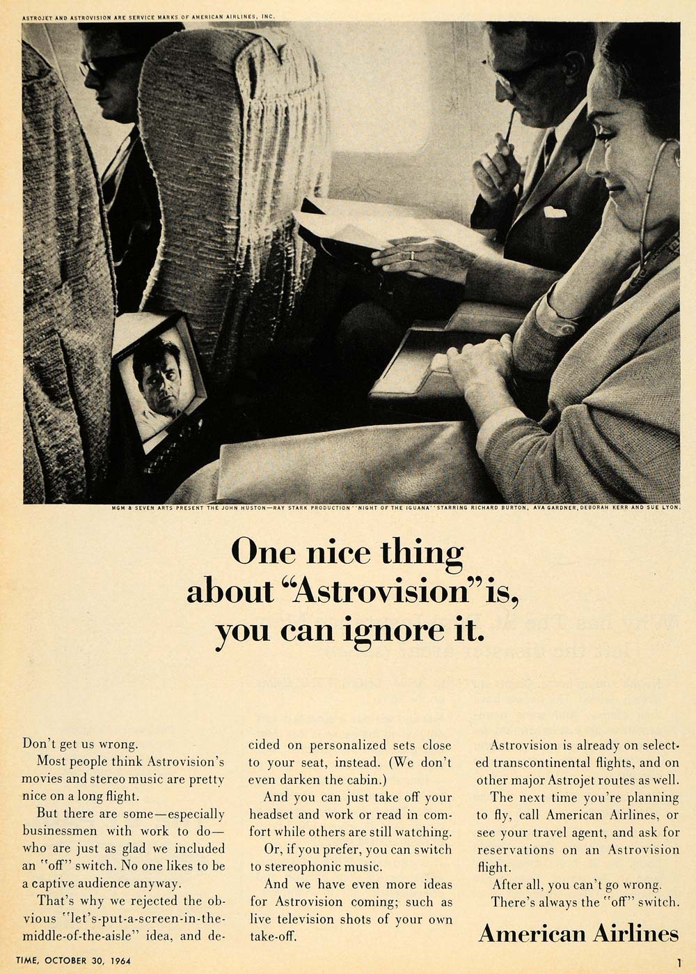 1964 Ad American Airlines Inc Astrovision TV Plane - ORIGINAL ADVERTIS ...