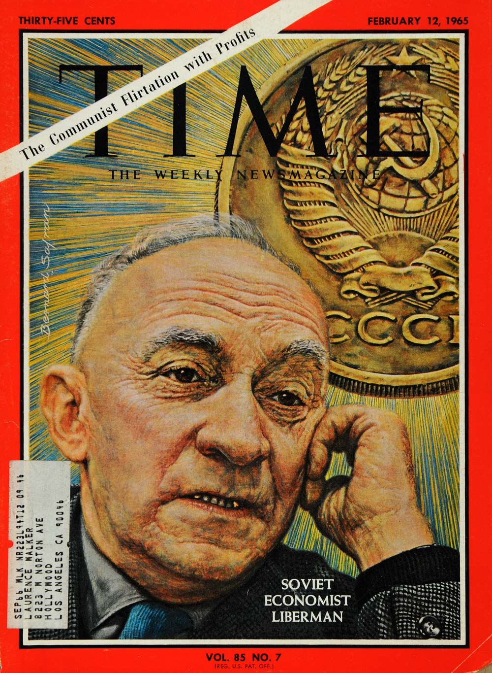 1965 Cover Time Soviet Economist Evsei Liberman Safran - ORIGINAL TM7 ...