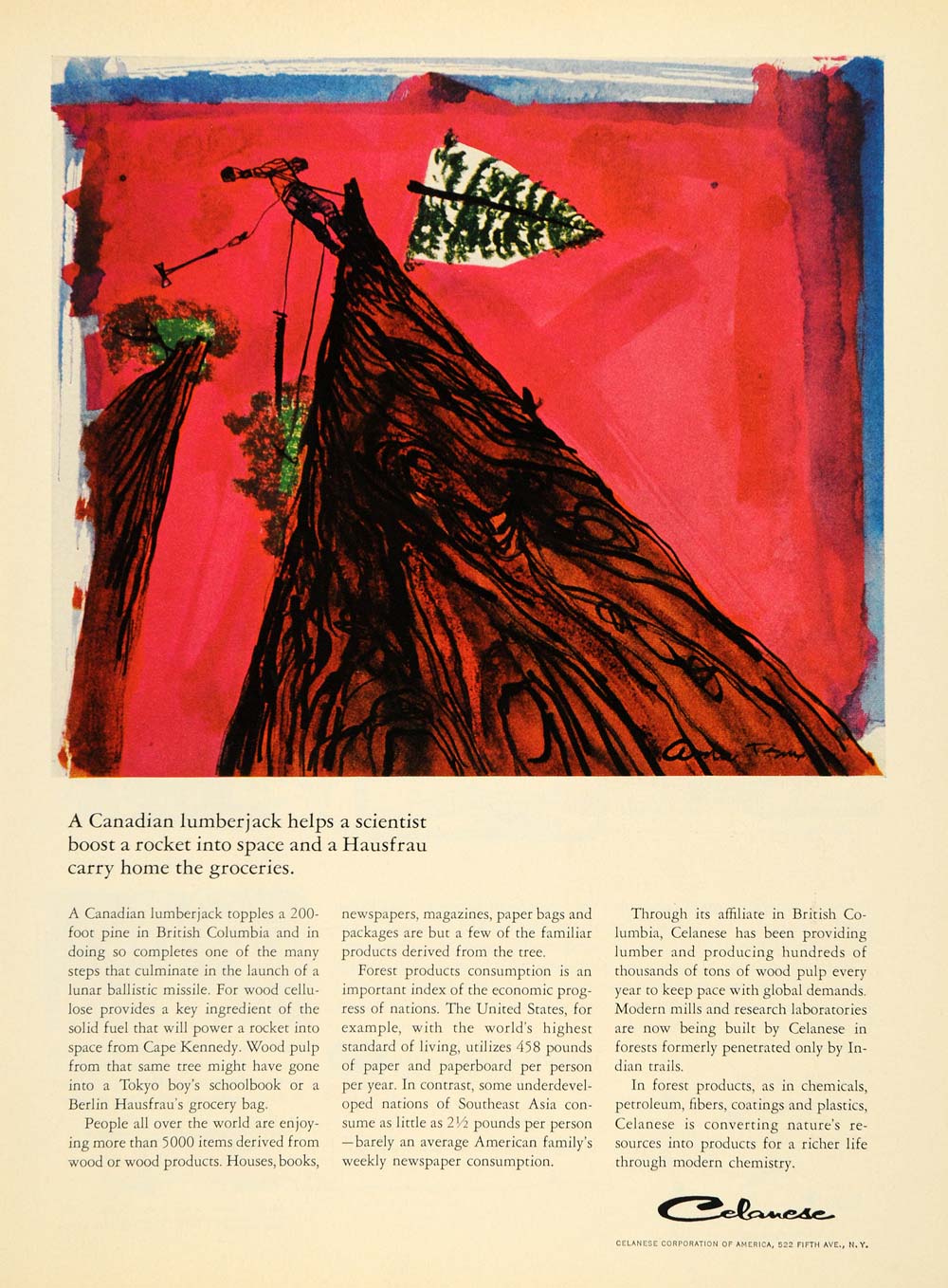 1965 Ad Celanese Lumber Hausfrau Canadian Lumberjack - ORIGINAL ADVERT ...