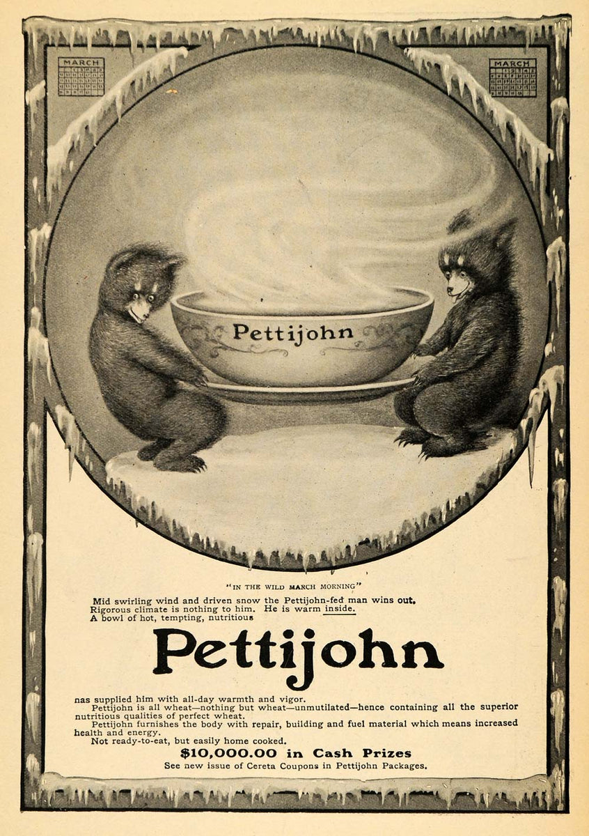 1904 Ad Bears Pettijohn Wheat Breakfast American Cereal - ORIGINAL TOM ...