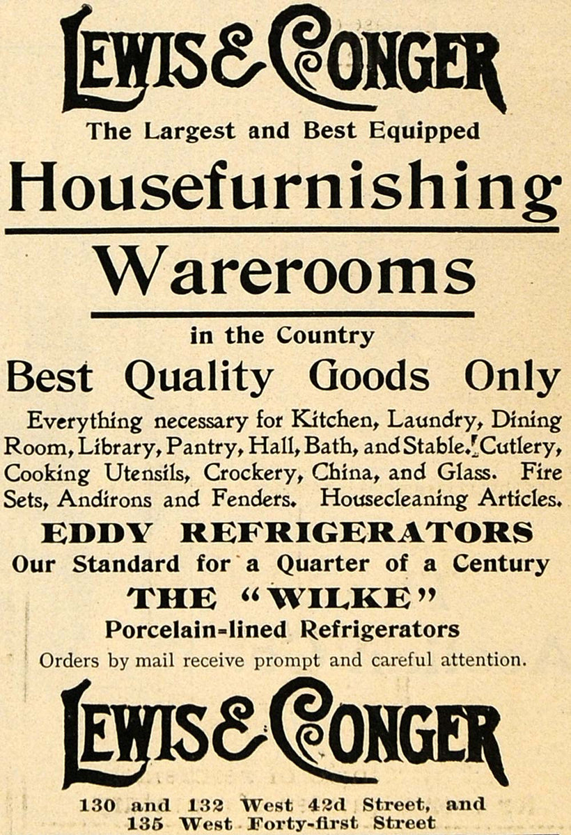 1902 Ad House Furnishing Warerooms Refrigerators Dining - ORIGINAL TOM ...