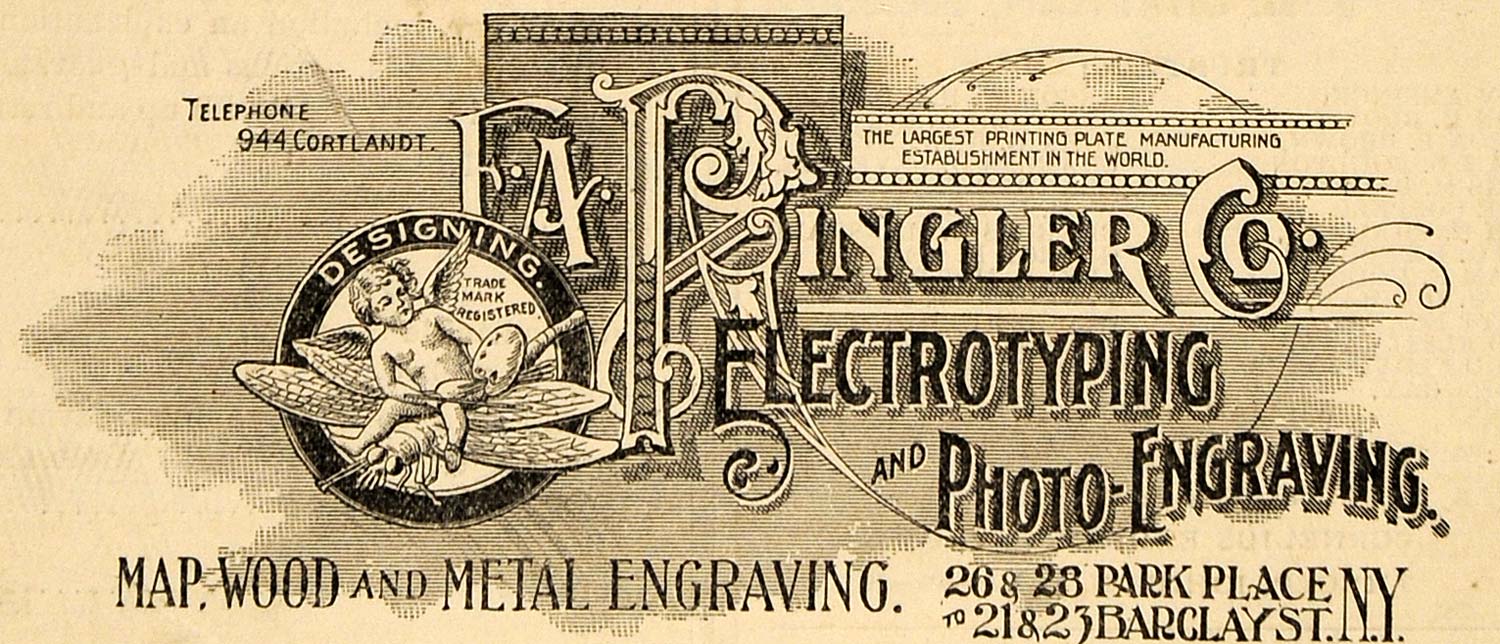 1900 Ad F. A. Ringler Electrotyping Photo Engravings NY - ORIGINAL TOM ...