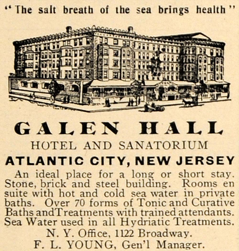 1910 Ad Galen Hall Hotel Sanatorium Atlantic City Young - ORIGINAL TOM ...