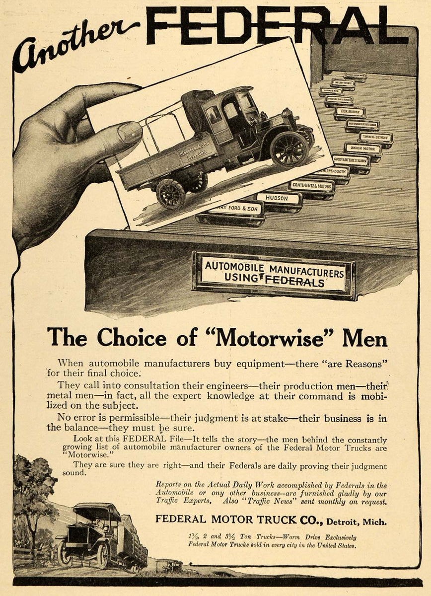 1916 Ad Federal Motor Truck Detroit Automobile Traffic - ORIGINAL TOM3 ...