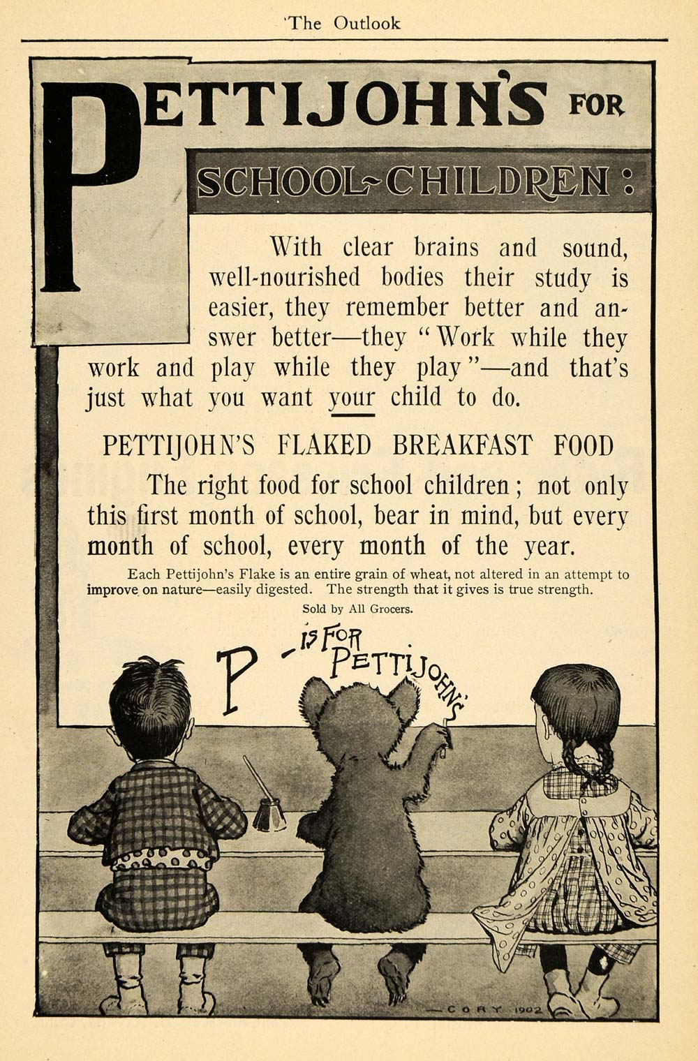 1902 Ad American Cereal Pettijohn Food Children Bear - ORIGINAL ADVERT ...