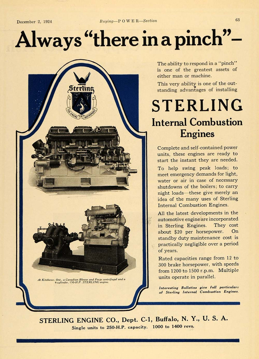 1924 Ad Sterling Internal Combustion Engines Blower - ORIGINAL ADVERTI ...
