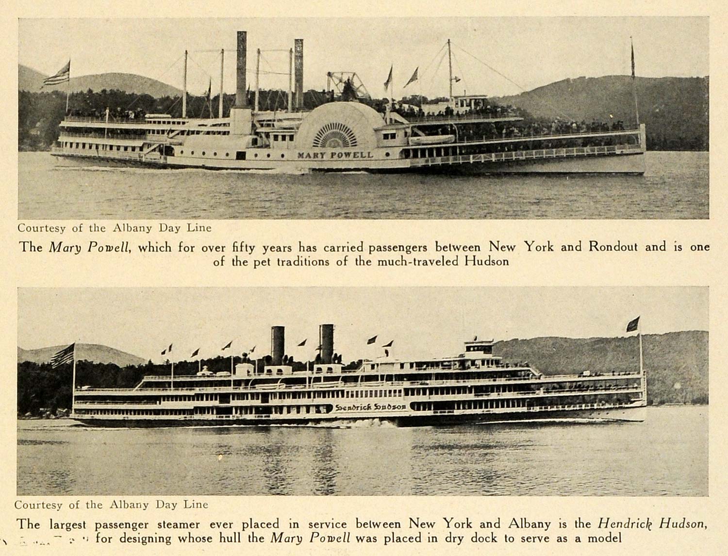 1912 Print Mary Powell Largest Passenger Steamer Ship Hendrick Hudson ...