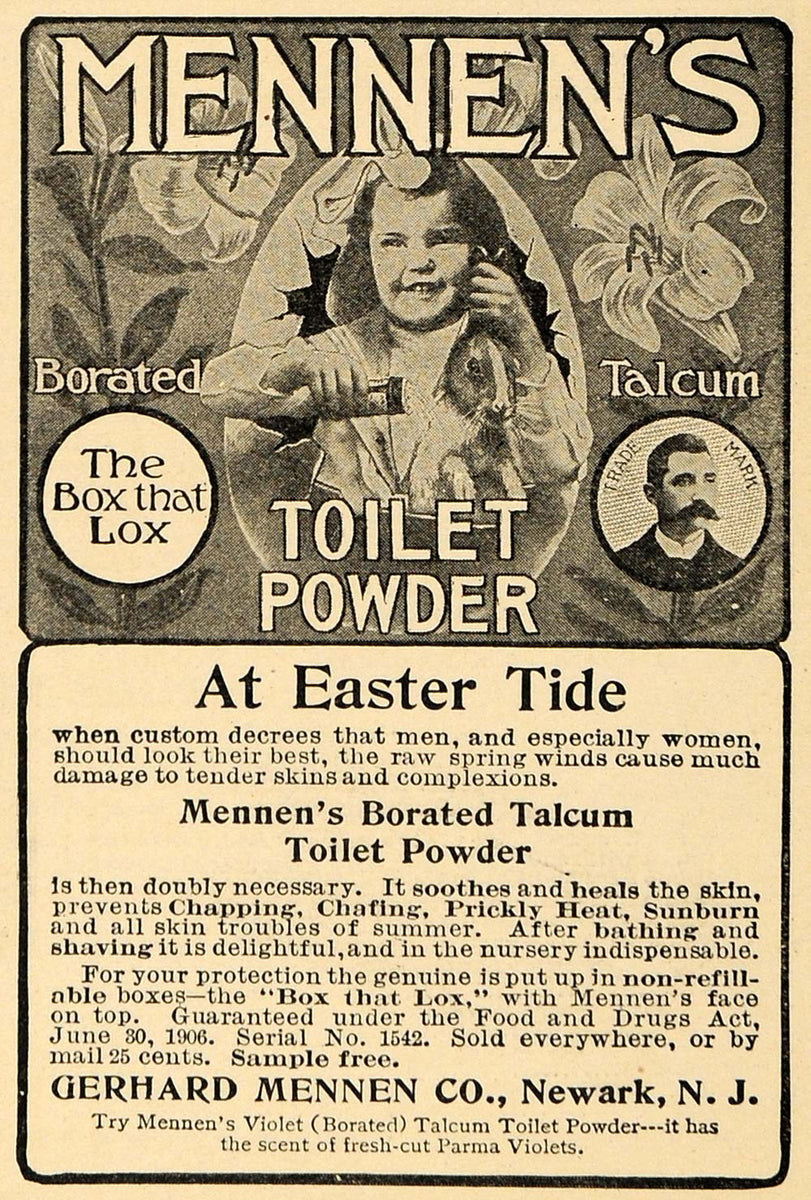1908 Ad Mennen's Talcum Powder Toilet Borated Soothing - ORIGINAL TW1 ...