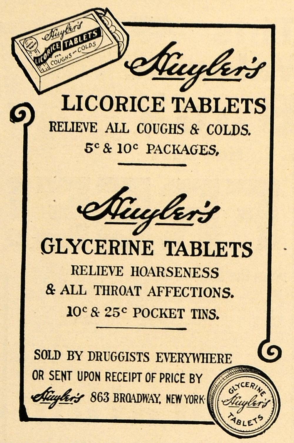 1911 Ad Huylers Glycerine Tablets Licorice Cough Colds - ORIGINAL TW3 ...