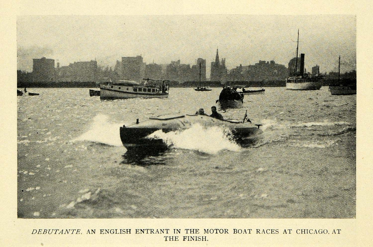 1913 Print Debutante Motor Boat Race Chicago English - ORIGINAL HISTOR ...